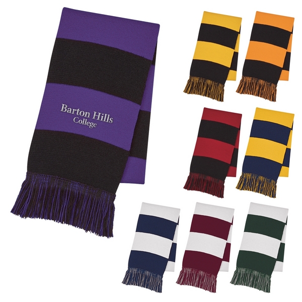 AH1114 Rugby Stripe Scarf With Custom Imprint