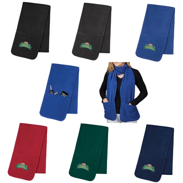 AH1019E Fleece Scarf With Pockets And Embroidered Custom Imprint