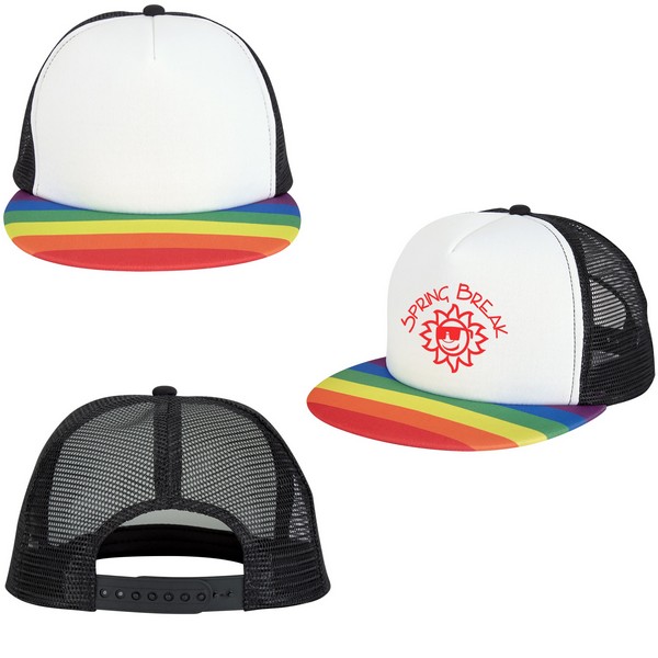 AH1082 Rainbow Trucker Cap With Custom Imprint
