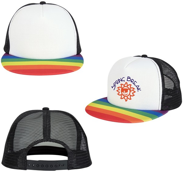 AH1082T Rainbow Trucker Cap With Custom Imprint