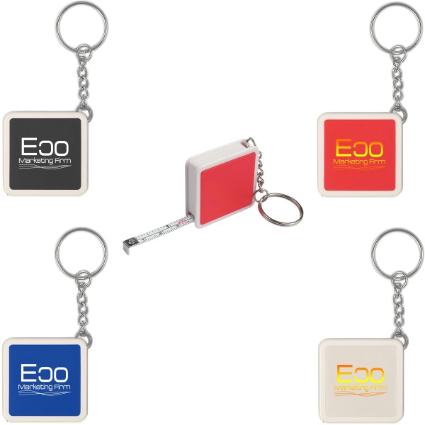 HH63 Square Tape Measure Key Tag With Custom Imprint
