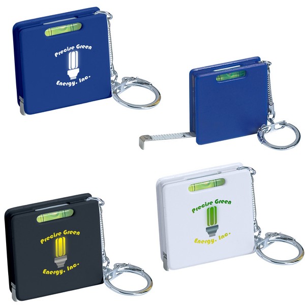 HH7366 Square Level Tape Measure Key Tag With Custom Imprint
