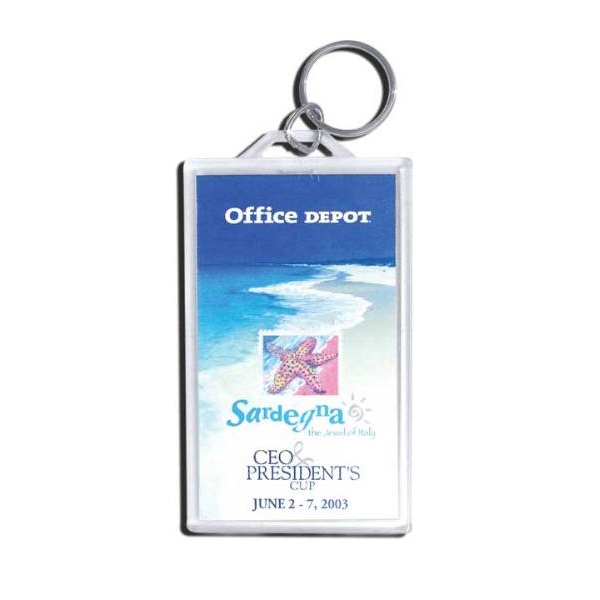 KB-AR334 3 3/4 Business Card Acrylic Key Tag With Full Color Imprint