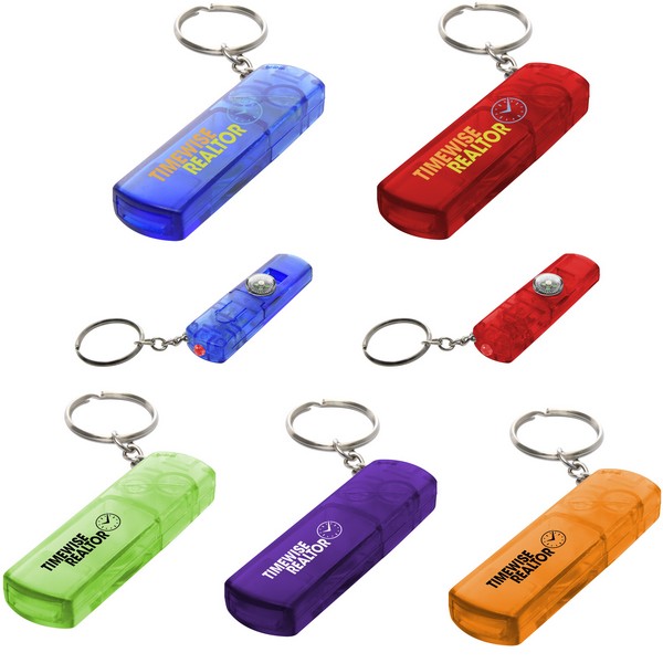 KH108 Whistle, Light And Compass Keychain with Custom imprint