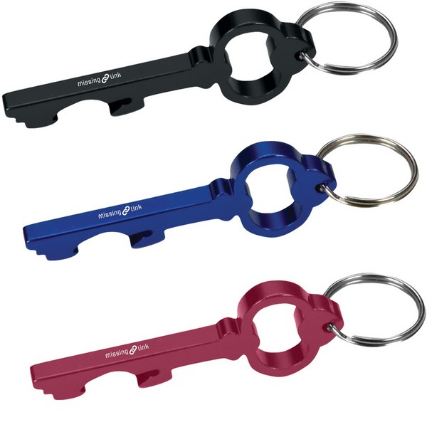 KH2050 Key Shape Bottle Opener Key Ring With Custom Imprint