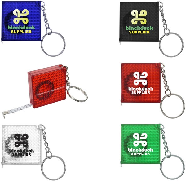 KH7344 Reflective Tape Measure Key Chain With Custom Imprint