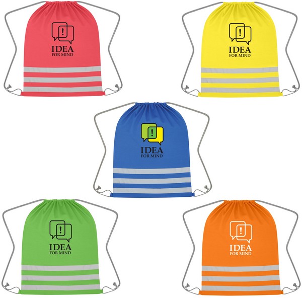 JH3484 Reflective Safety Drawstring Bag With Custom Imprint