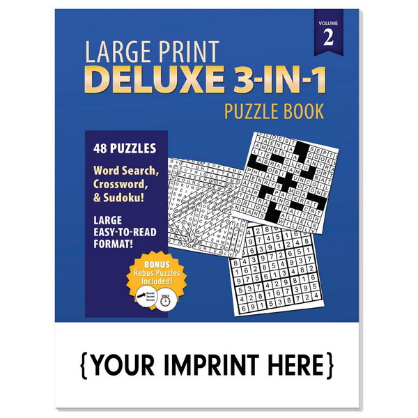 SCS1991 Deluxe Large Print Puzzle Book With Custom Imprint