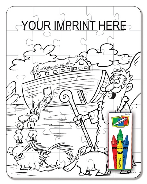 TCS4100 Noah's Ark 35pc Coloring Puzzle Set With Custom Imprint