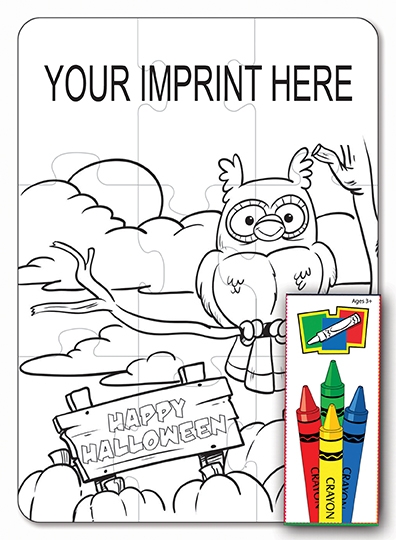 ZCS3070 Happy Halloween 9pc Coloring Puzzle Set With Custom Imprint