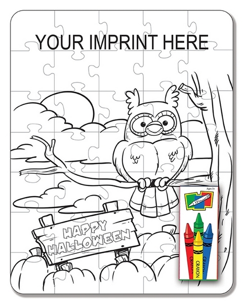 ZCS4070 Happy Halloween 35pc Coloring Puzzle Set With Custom Imprint