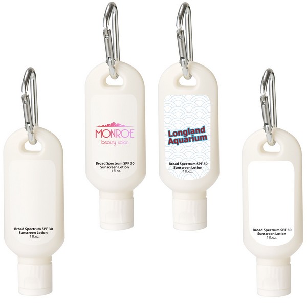 JH9089 1 Oz. SPF 30 Sunscreen With Carabiner And Custom Imprint