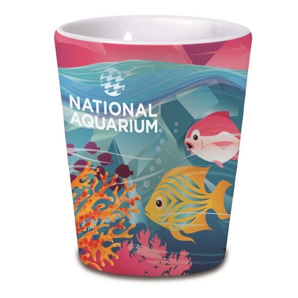 DX8518 2 Oz. White Matte Ceramic Shot Glass With Full Color Custom Imprint