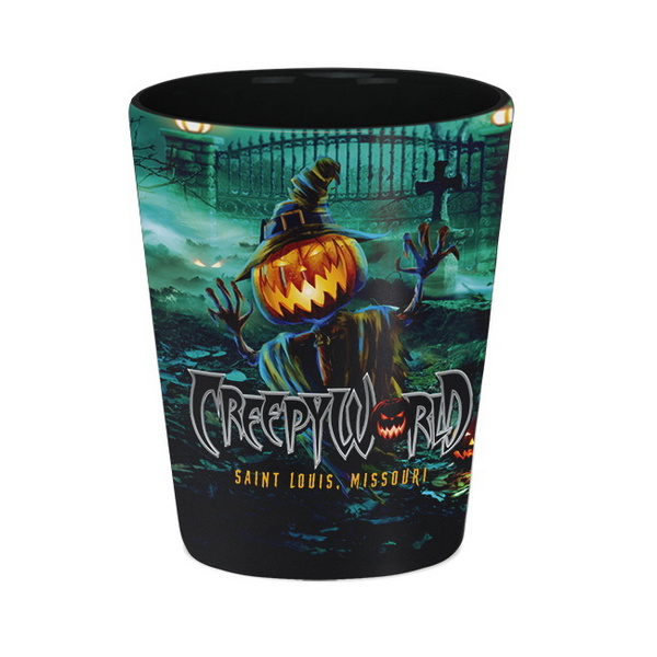 DX8519 2 Oz. Black Matte Ceramic Shot Glass With Full Color Custom Imprint