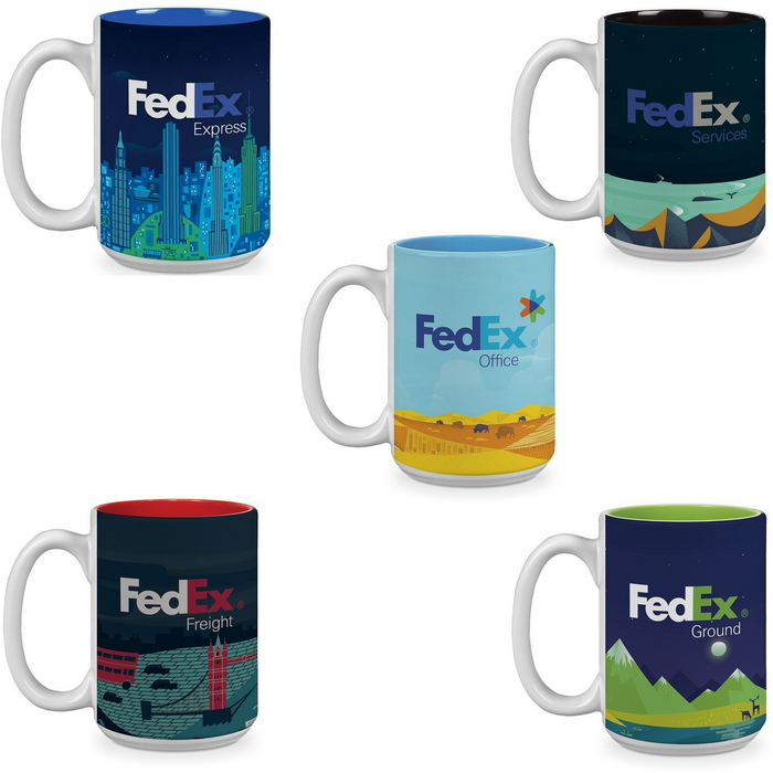 DX8160 15 Oz. Two-Tone Ceramic Mug With Full Color Custom Imprint
