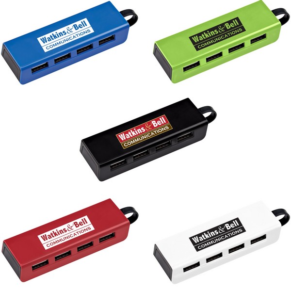 EH2642 4-Port Traveler USB Hub With Phone Stand And Custom Imprint