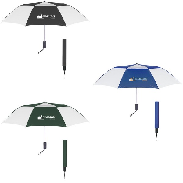 HH4132 44 Arc Telescopic Folding Vented Umbrella With Custom Imprint