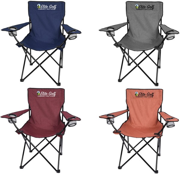 HH7057 Custom Imprinted Heathered Folding Chair With Carrying Bag