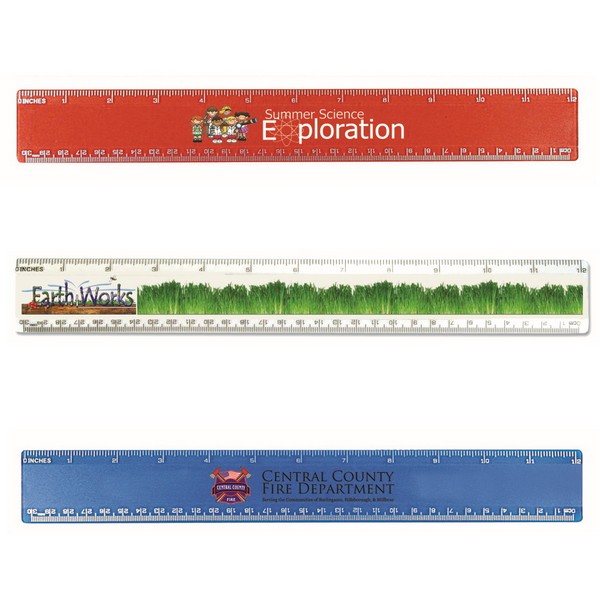 SA8097012 12 Plastic Ruler With Full Color Custom Imprint
