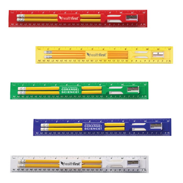 SST115 12 Inch Plastic Ruler Stationery Kit with Custom Imprint