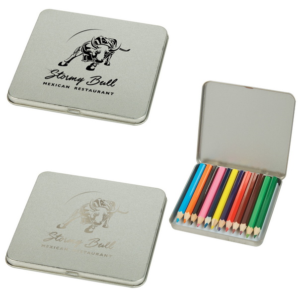 SH459 12-Piece Colored Pencil Tin With Custom Imprint