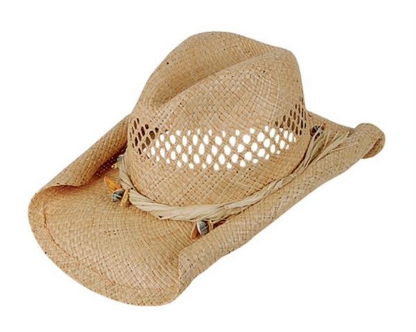 AR0572 Rolled Up Cowboy Hat With Shell Band