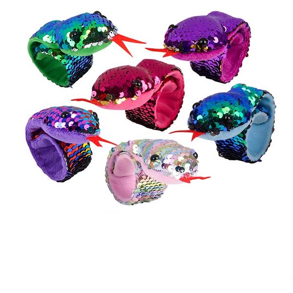 JR90375 Flip Sequin Snake Slap Bracelets